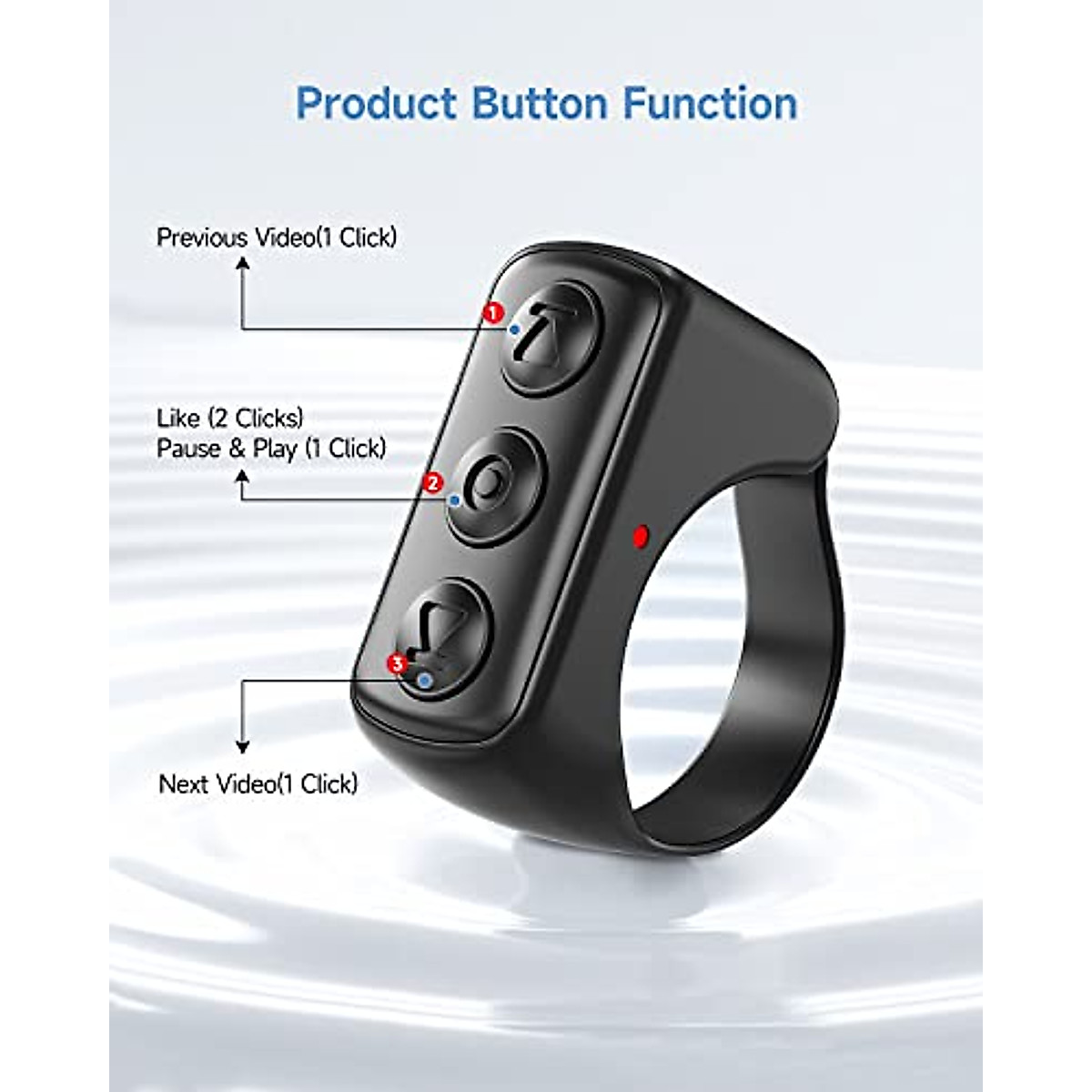 TIK Tok Bluetooth Remote Control, Tiktok Wireless Scrolling Control Page Turner Rechargeable with Ring Design and Charging Case Compatible with iOS/Android