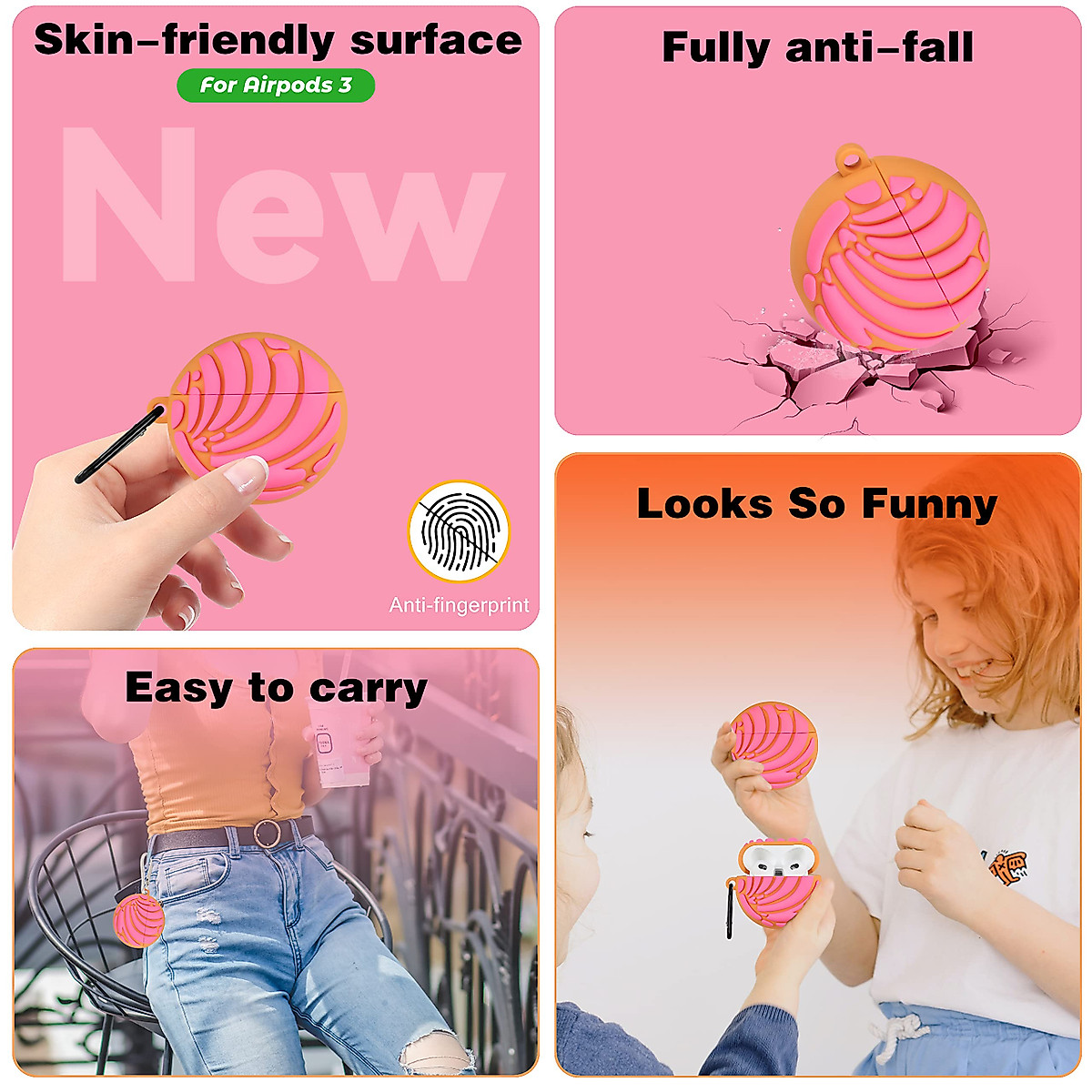 Mulafnxal for Airpod 3 3rd Generation Case Cute Cartoon 3D Kawaii Unique Silicone Cover Funny Fashion Fun Cool Food Design Stylish Cases Women Girls Boys Teen for Airpods 3 (2021) (Pk Bread)