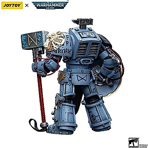 Pipigirl JoyToy 40K Genuine License 1:18 Soldier, Space Wolves Arjac Rockfist, 4inch Models Action Figures Kits (Arjac Rockfist), (JT6878)