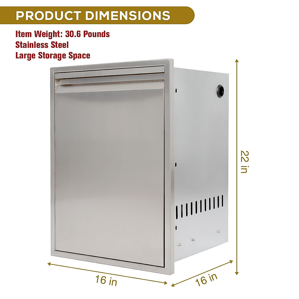 biosp Built-in Pull Out Trash Bin Propane Tank Drawer 19"" W x 27"" H x 16"", Outdoor Kitchen Lower Sliding Rails Stainless Steel Tray Storage for BBQ Island, Patio, Lawn, Garden, Yard, silver