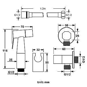 Boyuan Bidet Sprayer for Toilet Wall Mounted Handheld Bidet Sprayer Stainless Steel Cloth Diaper Sprayer Set High Pressure Bidet Toilet Sprayer with Hose Angle Valve, Cold Water,Black