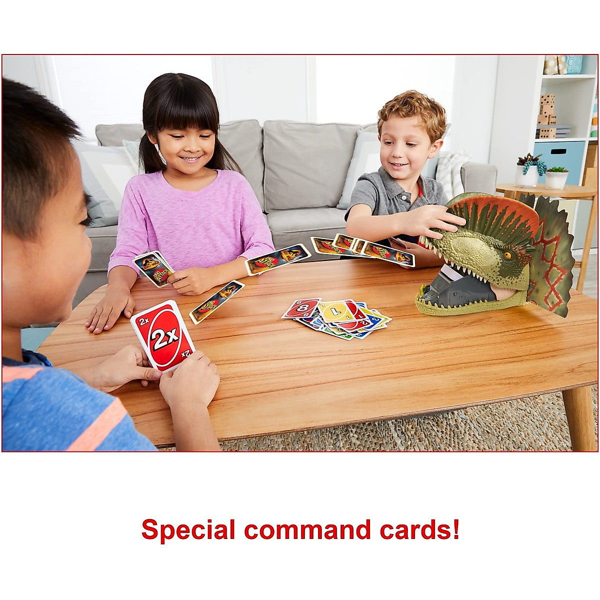 Mattel Games ​UNO Attack Jurassic World Domination Card Game for Kids & Family Night with Dinosaur Card Launcher, Lights & Sounds