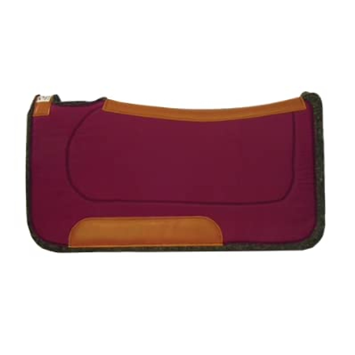 Diamond Wool Contoured Felt Ranch Western Saddle Pad for Horses 30x30-1" Thickness, Burgundy