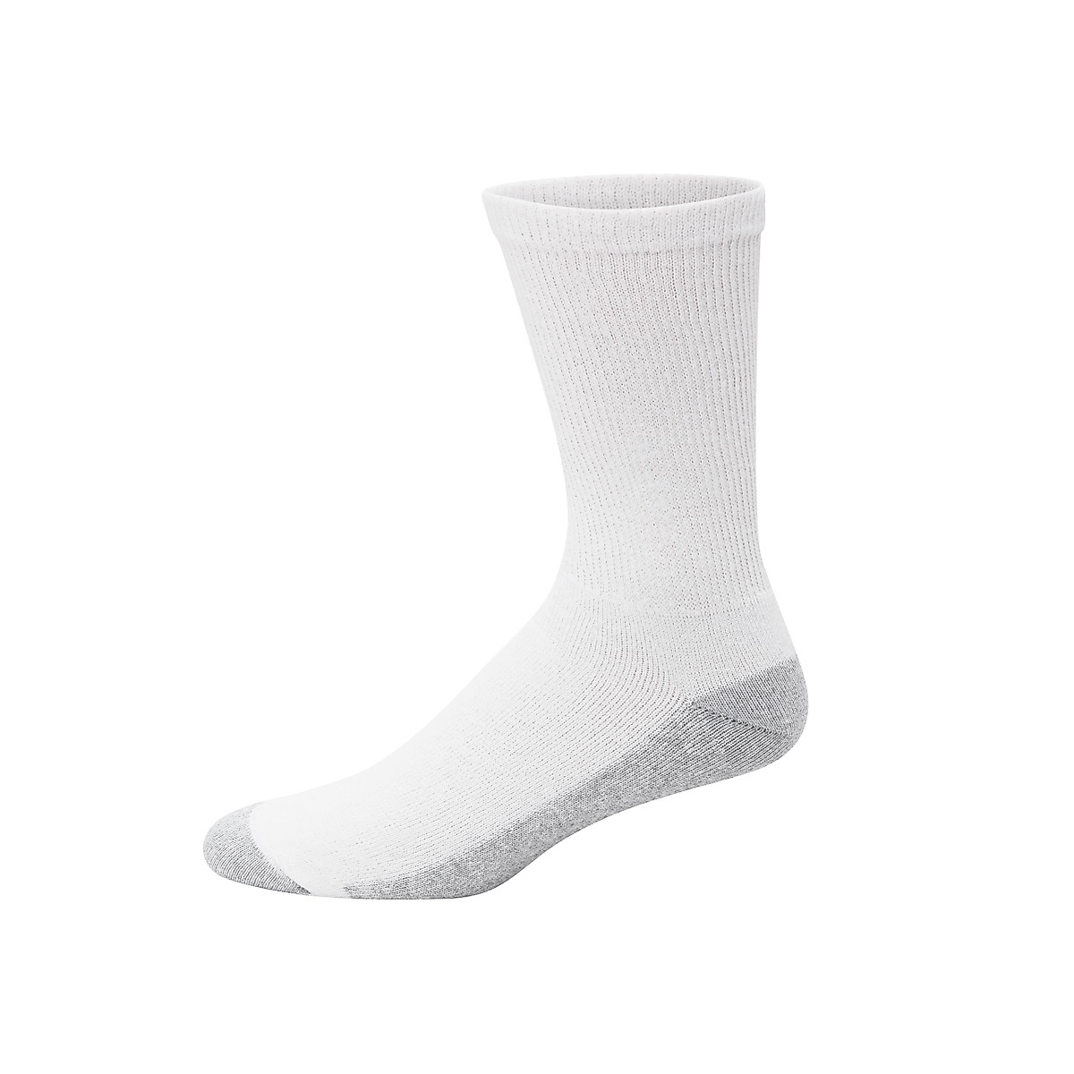 Hanes mens Double Tough Crew Socks, 12-Pair Pack fashion liner socks, White/ Grey Foot Bottom, 12-14 US