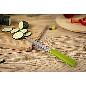 KUHN RIKON Colori+ Classic 2-Piece Paring Knife and Utility Knife Set with Safety Sheaths, Green