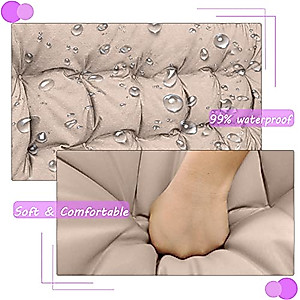 Dttra Swing Cushions 3 Seater Replacement, Waterproof Porch Swing Cushions, Thicken 5" Bench Cushions for Outdoor Furniture with Backrest, Patio Garden Backyard Loveseat Sofa Pads (Khaki 55 * 40in)