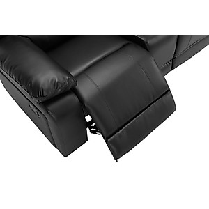 EMKK Home Power L-Shape Sectional Sofa Reclining, Modern Upholstered PU Leather Extra Wide Lounge Couch with Consoles,4 Cup Holders and Storage,Fabric Sofá for Living Room Apartment, b-Black Large