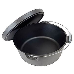 Cuisiland 16 quarts pre-seasoned Cast Iron Dutch Oven with lip lid and legs