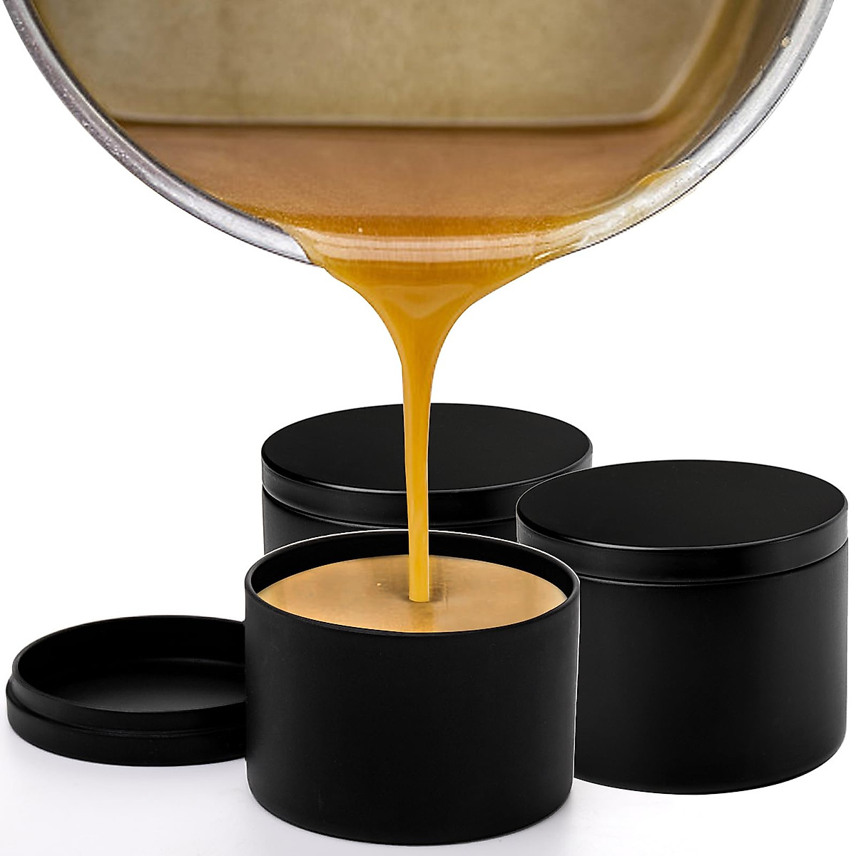 Coloch 24 Pack 8 Oz Black Candle Tin with Lid, Metal Cylinder Candle Making Container Travel Small Storage Tin Can for DIY Candles, Crafts, Holiday Gifts, 3x2.3 Inches