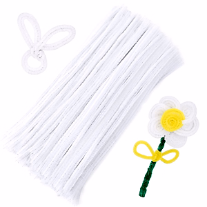 150 Pieces White Pipe Cleaners, Pipe Cleaners Chenille Stem, Craft Pipe Cleaners, Art Pipe Cleaners, Pipe Cleaners Bulk for Creative Home Arts and Crafts Project Decoration Supplies