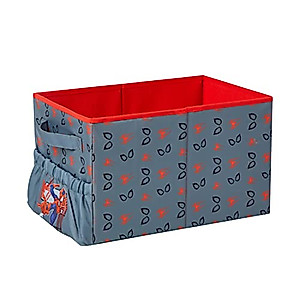 Marvel Spiderman Kids Collapsible Storage Organizer Bin with Front Pocket,9" H x 10" W x 15" L