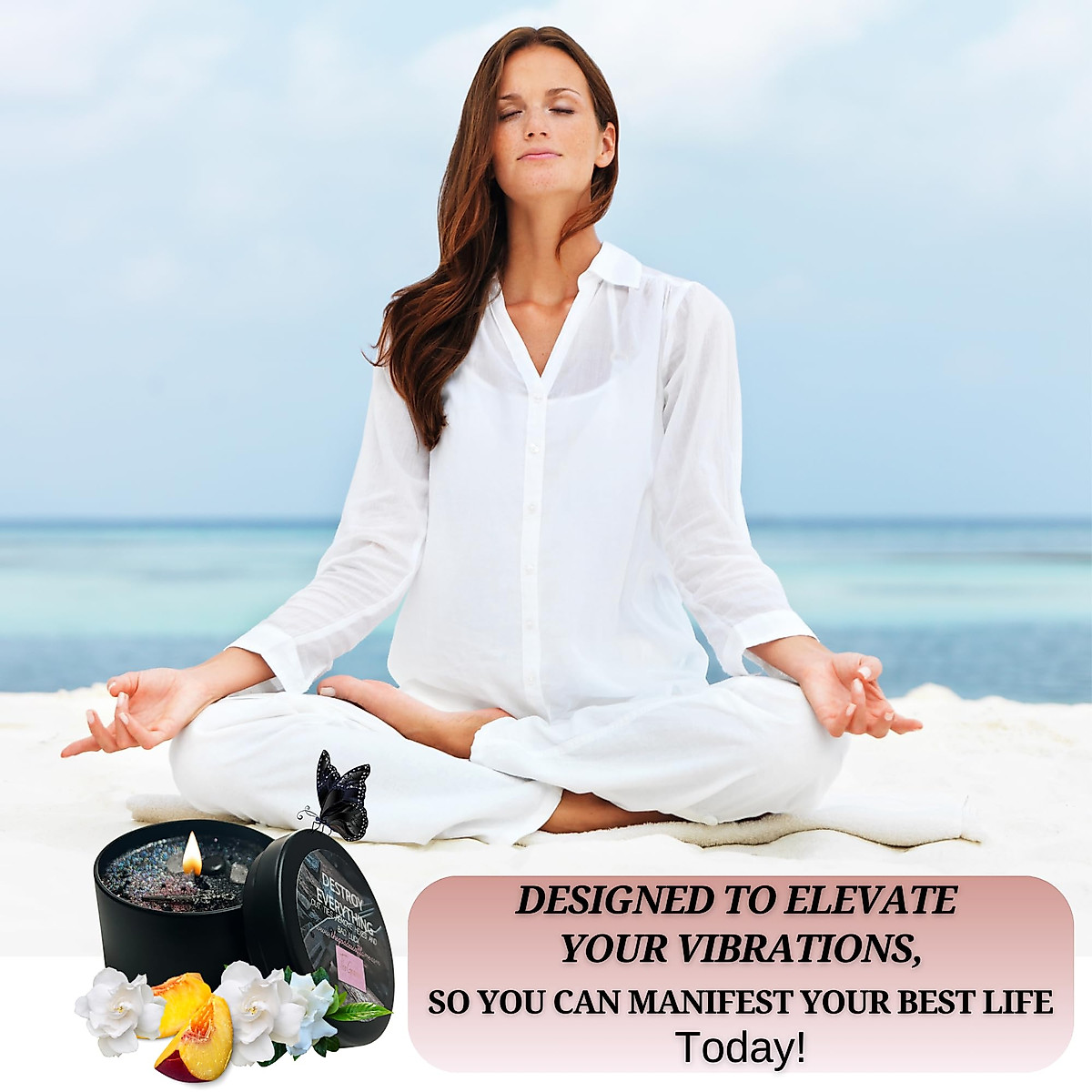 Destroy Everything Spiritual Candle to Cut Ties, Remove hexes and Bad luck | Energy cleansing | Soy Candles Non Toxic | Sage Candle | Cleanse Your Home & Calm and Relax (Small 4oz)