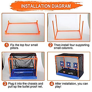 Electronic Shooting Target Scoring Auto Reset Digital Targets for Nerf Guns Toys with a Support Cage & Net, Christmas Birthday Gifts Toy for Kids-Boys & Girls