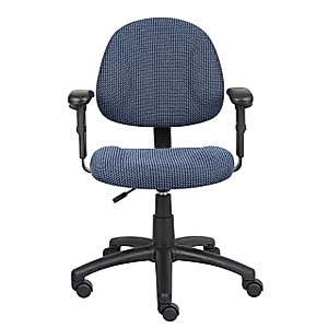 Boss Office Products Perfect Posture Delux Fabric Task Chair with Adjustable Arms in Blue