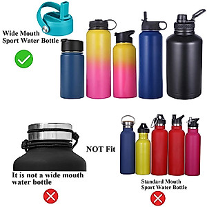 Replacement Straw Lid for Hydroflask Wide Mouth 12 16 18 20 32 40 64 oz,with Straws,Brush,Compatible with Other Wide Mouth Water Bottles (Laguna)