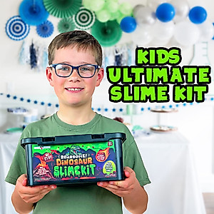 Original Stationery Dinosaur Slime Kit, Glow in The Dark Slime Making Kit to Create Fun Slime for Boys and Dino Poop Slime for Kids, Great Gift Idea