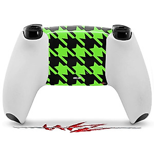 WraptorSkinz Skin Wrap compatible with Sony PS5 DualSense Controller Houndstooth Neon Lime Green on Black (CONTROLLER NOT INCLUDED)