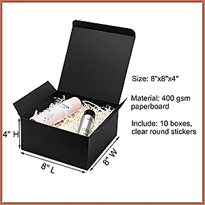 Mcfleet Black Gift Boxes with Lids 8x8x4 Inches 10 Pack Groomsmen Proposal Boxes Cardboard Gift Box for Presents, Craft Boxes for Christmas, Wedding, Graduation, Holiday, Birthday Gift Packaging