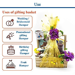 Hathkaam Empty Wooden Tray Basket, Gift Basket Kit for Diwali Celebration, Christmas, Birthday Party with Handle for Flower Fruits Empty Storage Basket for Organizing Portable Handmade Eco-Friendly