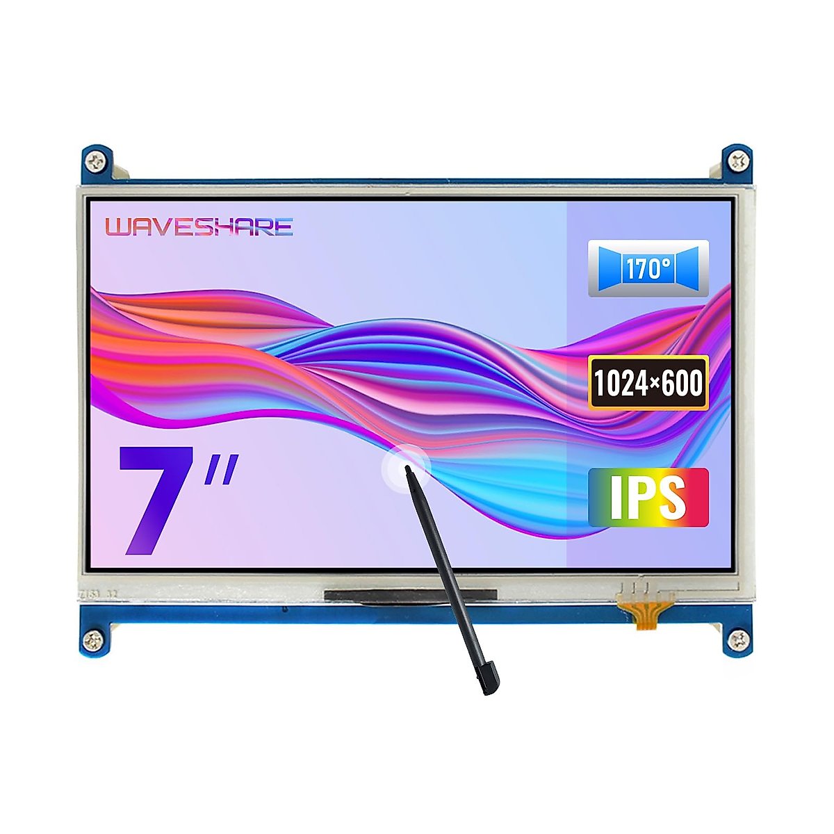 waveshare 7inch Resistive Touch Screen LCD Compatible with Raspberry Pi 4B/3B+/3A+/2B/B+/A+/Zero/Zero W/WH/Zero 2W CM3+/4 Series Boards 1024×600 Resolution HDMI IPS Supports Windows