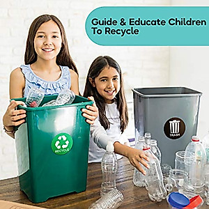 ASSURED SIGNS Recycle Sticker for Trash Can - Perfect Bin Labels - 2 Pack - 5" by 5" Decal Logo - Ideal Sign for Home or Office Refuse Bin - Suitable for Indoor/Outdoor use