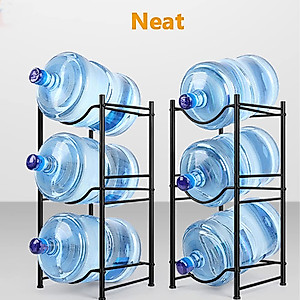 Vrisa Water Cooler Jug Rack Water Bottle Holder 3 Tier Water Bottle Storage 3/5 Gallon Water Cooler Rack Heavy Duty Rack Save Space for Home Office Kitchen, Black