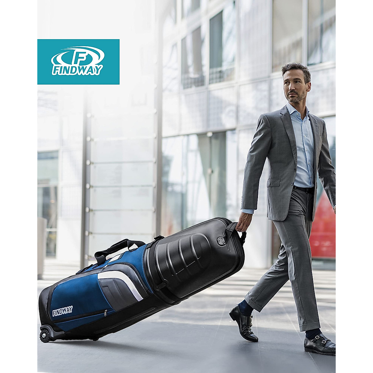 Findway Golf Travel Bags for Airlines with Wheels and ABS Hard Case Top, Protect Your Clubs, Waterproof 1680D Oxford Fabric and Oversize Tank Wheels, Lightweight and Easy to Maneuver