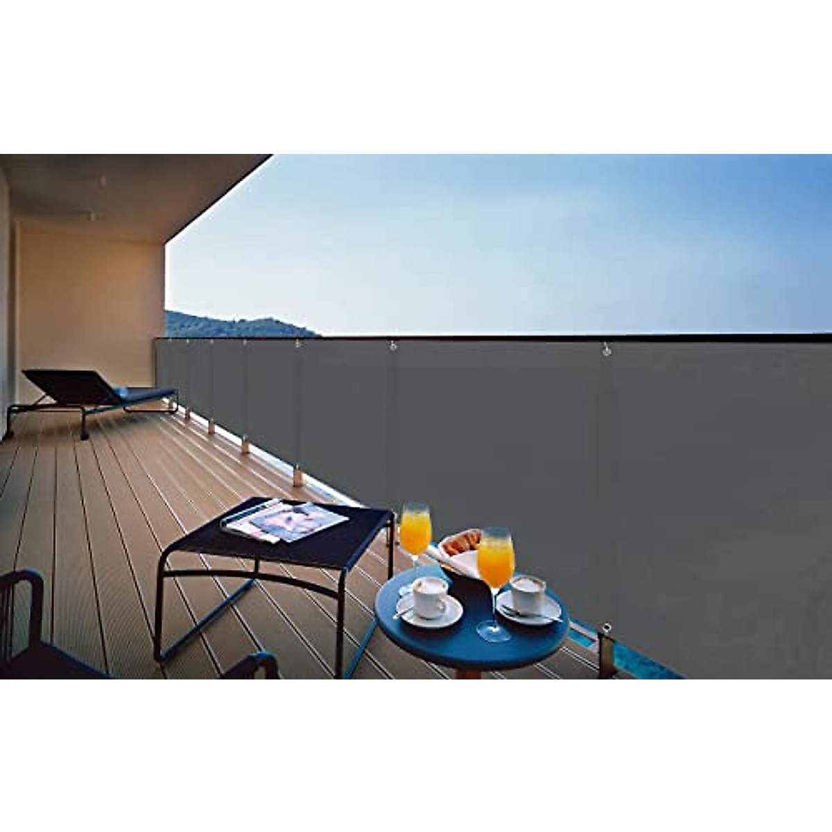 LOVE STORY 3'x10' Waterproof Charcoal Balcony Privacy Screen Fence Cover Shade UV Sunblock for Patio, Deck, Patio, Apartment Railings, Shield 90%