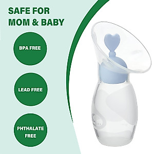 Amplim Gen 2 Manual Breast Pump/Collector for Breastfeeding with Stopper (2-Pack 4 oz/100ml) Food Grade Silicone BPA PVC and Phthalate Free (Blue + Green)