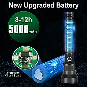 Alifa Rechargeable High Lumens Flashlight,990000 Lumens Led Flashlights,Super Bright XHP70.9 Waterproof Flashlight,3 Modes Lighting, Zoomable Flashlight for Outdoor Emergency