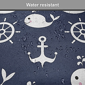 Ambesonne Navy Blue Chair Seating Cushion, Maritime Pattern with Whales Helms Anchors Nautical Elements Deep Sea Life, Anti-Slip Seat Padding for Kitchen & Patio, 16"x16", Navy Blue White