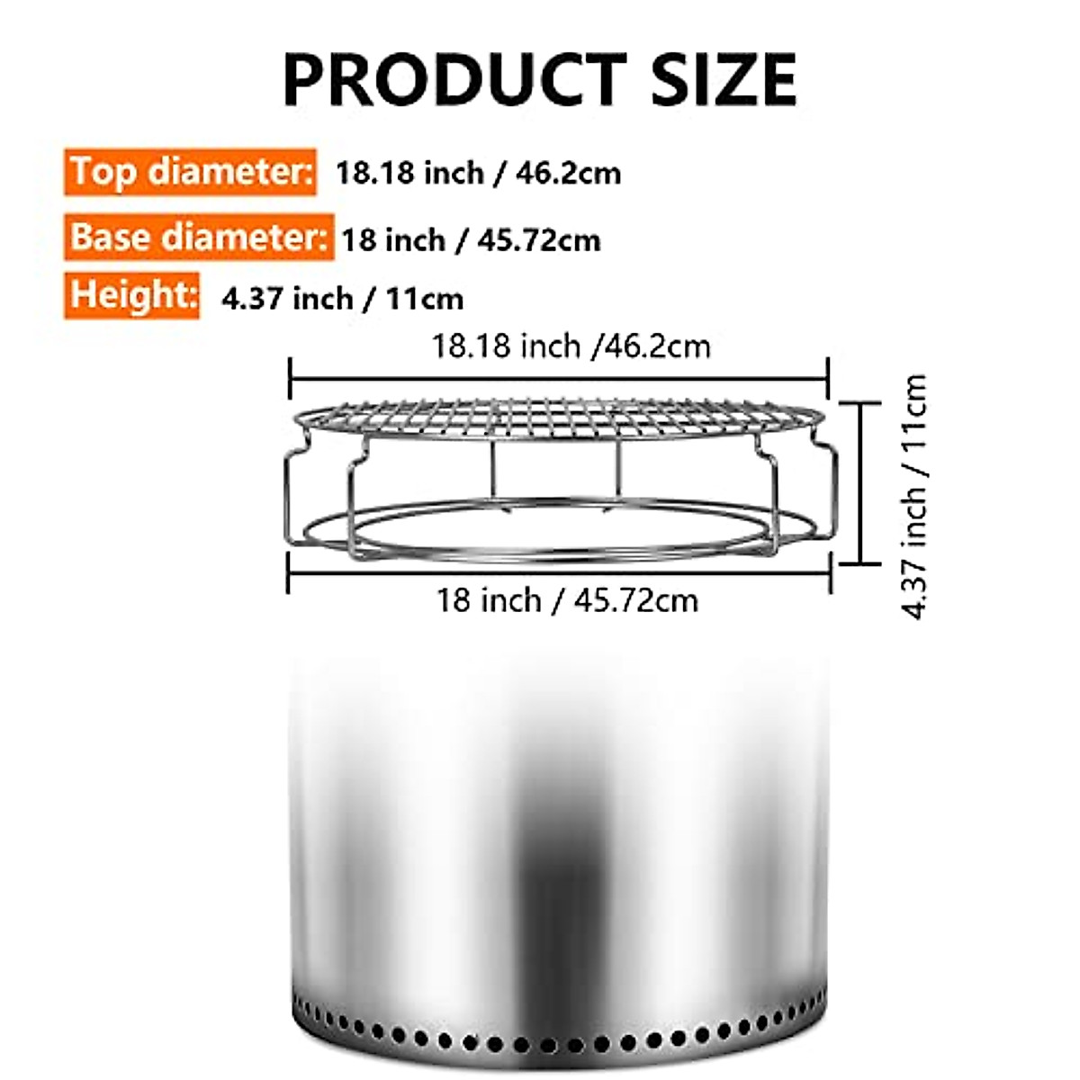 Fire Pit Cooking Grate Accessory for Solo Stove Bonfire 19.5 Inch, Stainless Steel Grill Grate for Bonfire Fireplace Tools