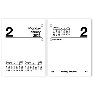 AT-A-GLANCE 2023 Daily Desk Calendar Refill, 3" x 3-3/4", Compact, Refill A, Loose Leaf (E91950)