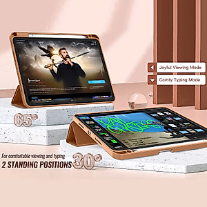 ZryXal New iPad Pro 12.9 Inch Case 2022/2021/2020(6th/5th/4th Gen) with Pencil Holder,Smart iPad Case [Support Touch ID and Auto Wake/Sleep] with Auto 2nd Gen Pencil Charging (Brown)