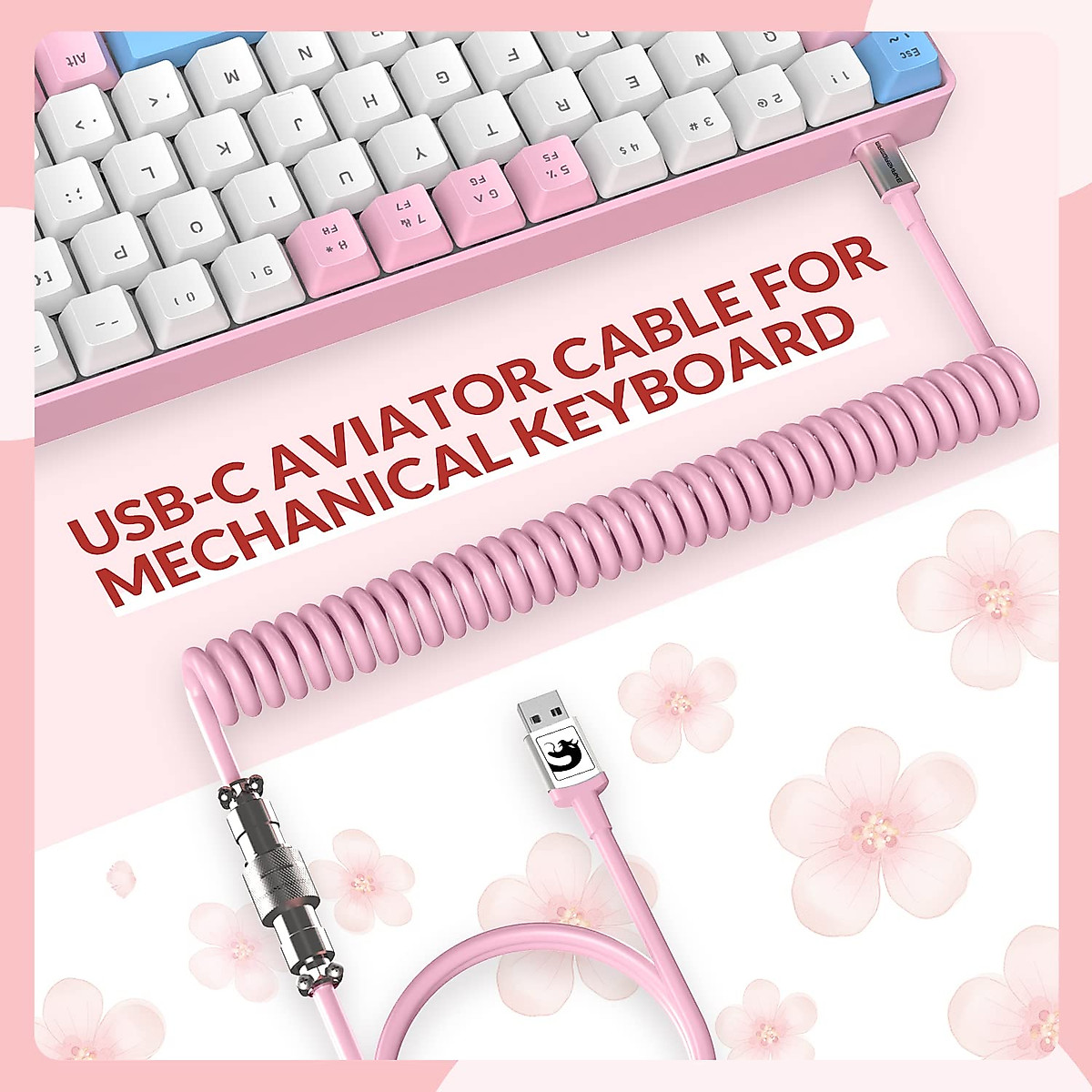 ZIYOU LANG RK-T8 Wired 65% Mechanical Gaming Keyboard with RGB LED Backlit Anti-ghosting TKL Mini 68 Key Custom Coiled C to A Cable Tactile Blue Switch for PS4 PS5 Xbox PC Mac Gamer(Pink/White/Blue)