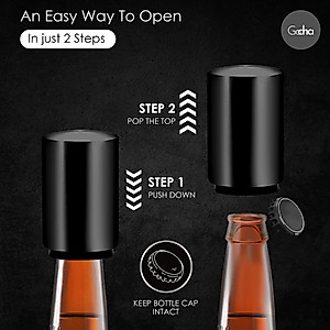 GOCHA Gadgets | Magnetic Bottle Opener | Bottle Cap Opener | Automatic Magnetic Beer Opener | Stainless Steel Magneitc Bottle Cap Catcher | Push & Pull Magnet Bottle Opener | Pack of 1 (Black)