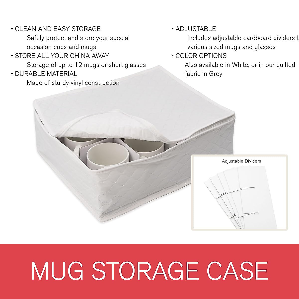 LAMINET 6 Piece Quilted Dinnerware Storage Starter Set - Includes 4 Plate Cases, 1 Cup Case & Platter Case - White