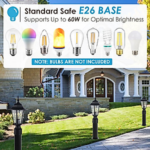 GRUENLICH Outdoor Post Lighting Fixture Pole Lantern, E26 Medium Base Max 60W, Aluminum Housing Plus Glass, Bulb Not Included, Black Finish, 1 Pack