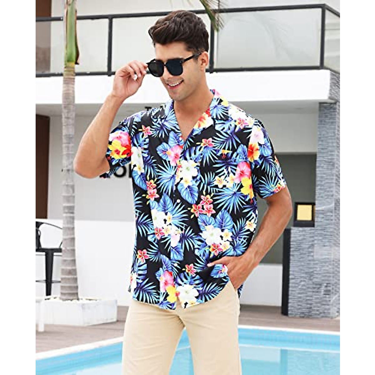 MRIGNT Men's Hawaiian Shirt Short Sleeves Printed Button Down Summer Beach Shirts