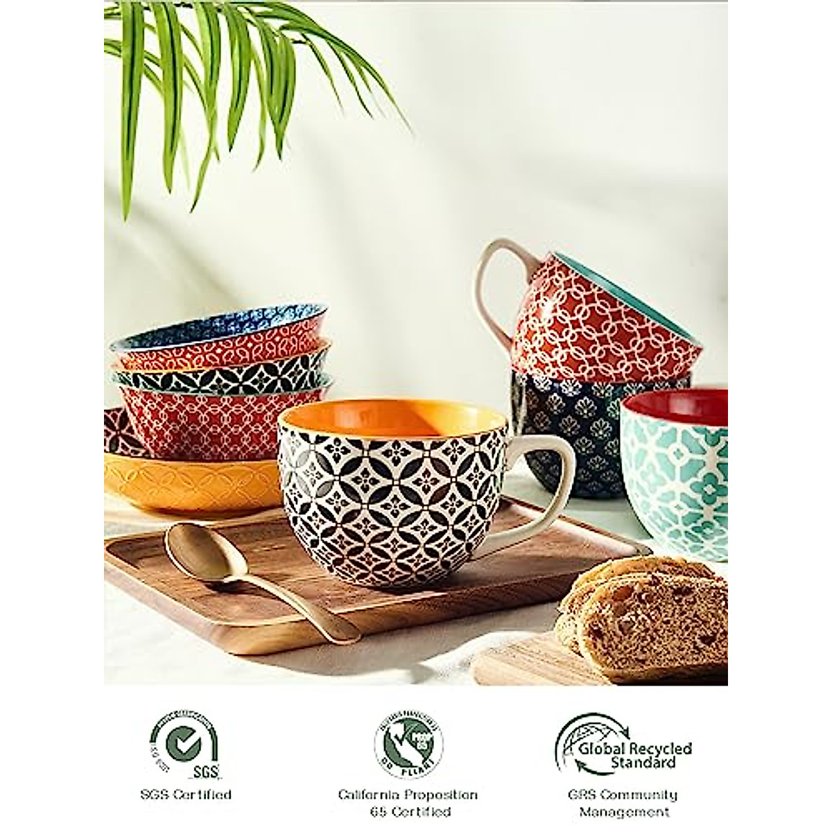 DOWAN Coffee Mugs Set of 4, 24 oz Large Coffee Mugs, Jumbo Soup Mugs With Handles, Ceramic Coffee Cups for Coffee Cereal Latte for Men Women, Housewarming Wedding Gift, Vibrant Colors