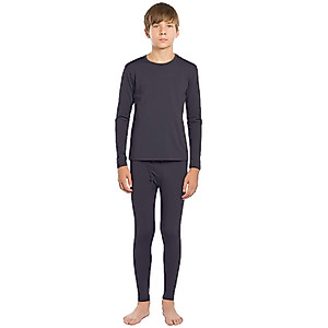 ViCherub Thermal Underwear Set for Boys Long Johns Fleece Lined Kids Base Layer Thermals Sets Boy Charcoal XL