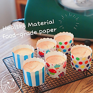 Bertacy 100-Pack Disposable Wrappers Large Paper Cake Baking Cup Cupcake Muffin Cases Birthday Party Decoration
