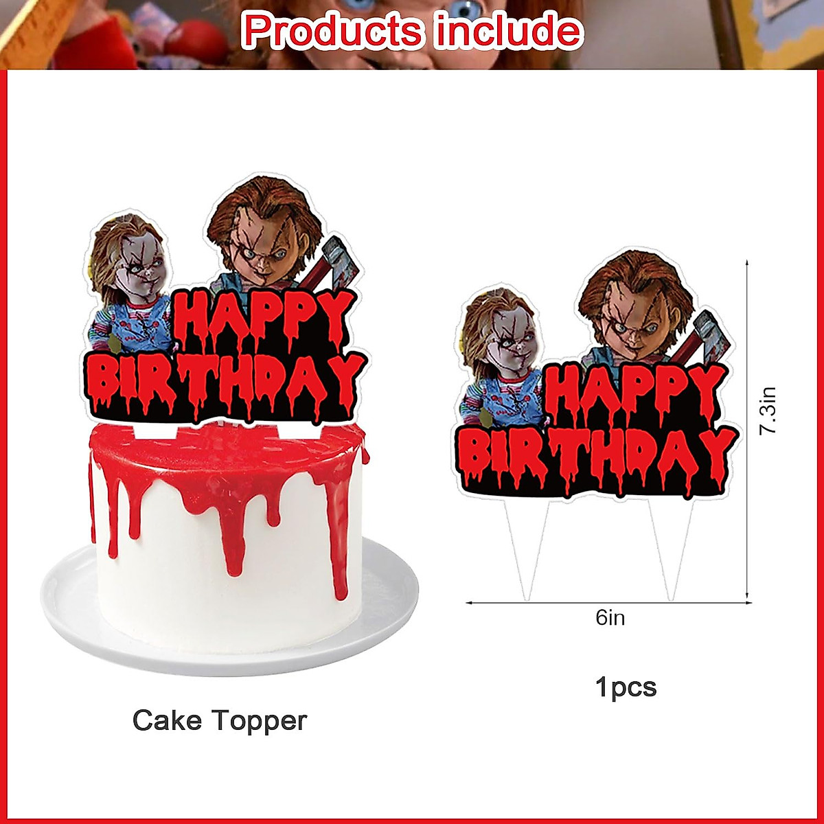 37 PCS Chucky Cupcake Toppers for Horror Movie Theme Party Birthday Party Wedding Baby Shower Anniversary Party Cake Dessert Decorations Supplies Picks