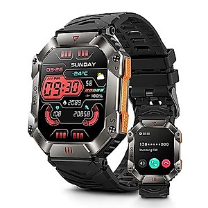 Coss Teo Smartwatch,100 Days Extra-Long Battery, New Real-time Elevation、barometers, IP68 Waterproof, AI Voice, 24-Hour Health, Heart Rate Sleep Monitor, 2'' Military SportWatch for Android iOS Phone