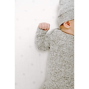 aden + anais Snuggle Knit Knotted Newborn Baby Gown & Hat Set-Heather Grey