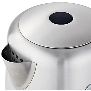 Amazon Basics Stainless Steel Portable Fast, Electric Hot Water Kettle for Tea and Coffee - 1 Liter, Gray/Black