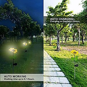 Solar Lights Outdoor Garden, LED Solar Powered Sunflower Pendant Light, Solar Sunflower Lights Decorative Outdoor for Garden Patio Porch Backyard (2)
