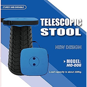 Hesanzol Square Telescopic Stool Portable Retractable Folding Stool Lightweight and More Sturdy Collapsible Stool for Adults Indoor Outdoor Load Capacity 500lbs (Square-Black)