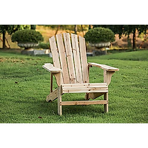 LOKATSE HOME Outdoor Wooden Adirondack Chairs Natural for Yard, Patio, Garden, Lawn