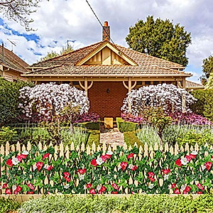 Retractable Artificial Wooden Fence, Retractable Artificial Wooden Fence with Flowers Privacy Fence, Retractable Artificial Wooden Fence